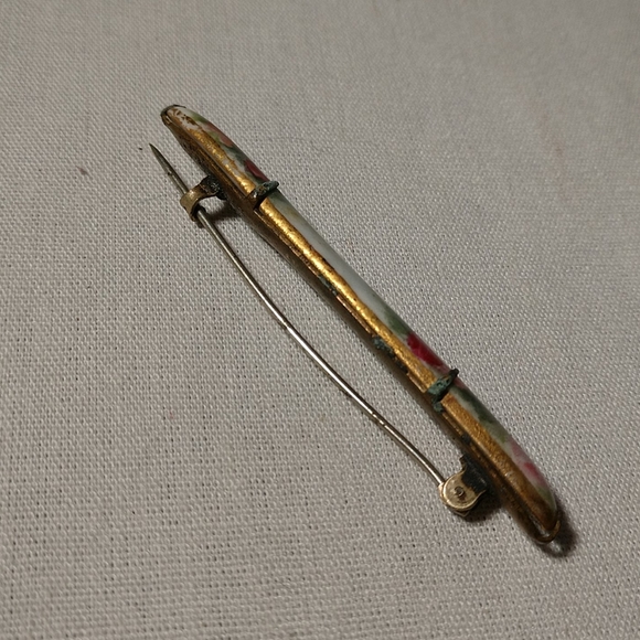 Vintage Enamel Painted Pin | Jewelry | Vintage Enamel Painted Roses Bar ...